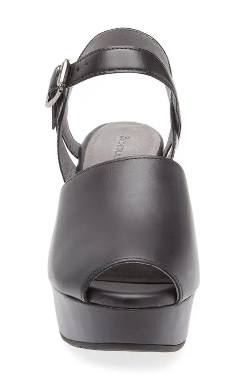 CHOCOLAT BLU Wagga Platform Wedge Sandal - Black Leather