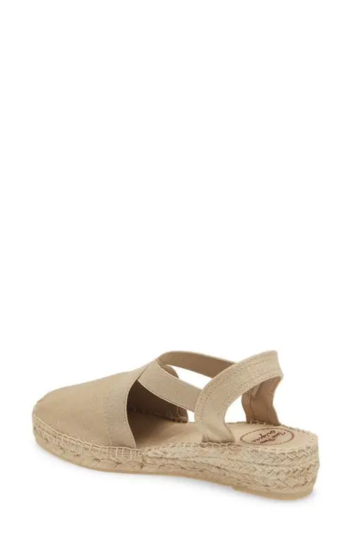 TONI PONS Verona Espadrille Wedge - Stone Fabric