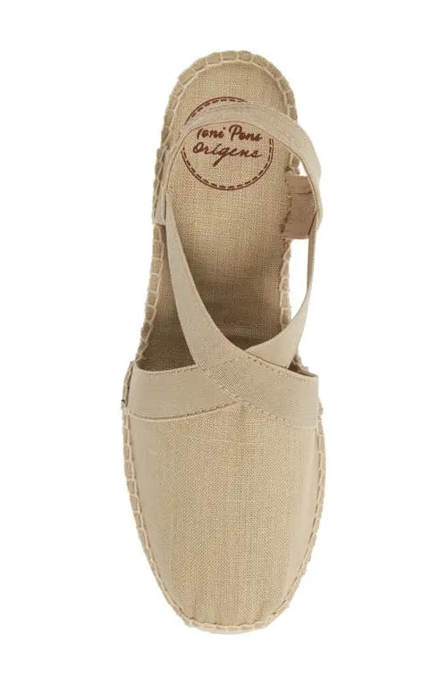 TONI PONS Verona Espadrille Wedge - Stone Fabric