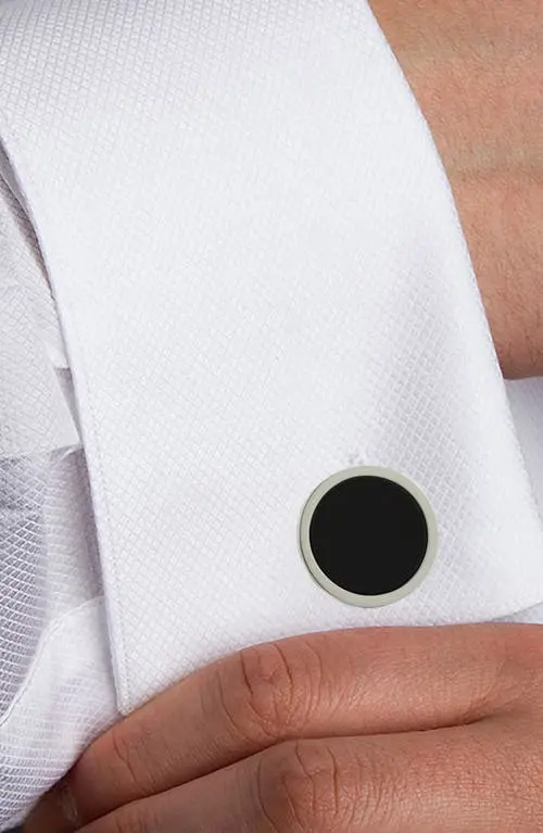 David Donahue Onyx Cuff Links & Shirt Stud Set - Silver
