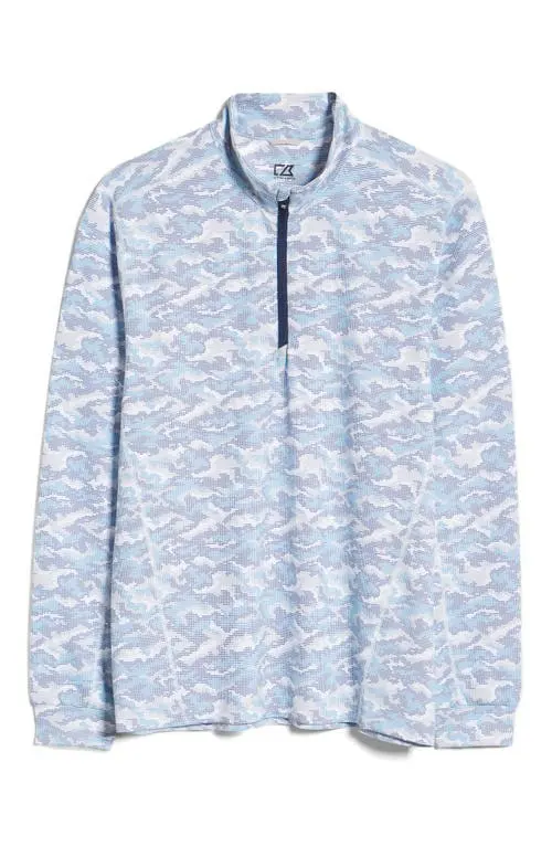Cutter & Buck Traverse Camo Quarter Zip Pullover - Indigo