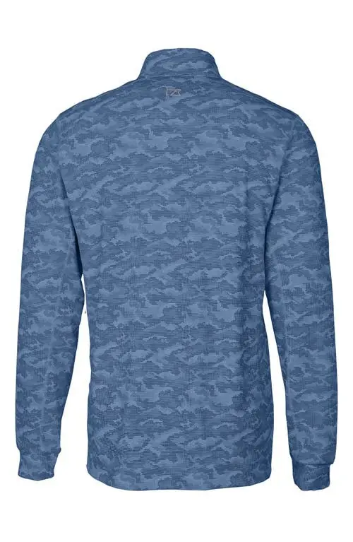 Cutter & Buck Traverse Camo Quarter Zip Pullover - Navy Blue