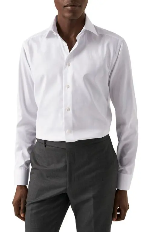 Eton Signature Contemporary Fit Cotton Twill Dress Shirt - White