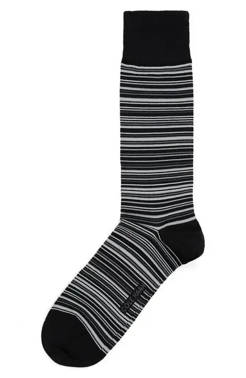 Cole Haan Multistripe Crew Socks - Black/grey