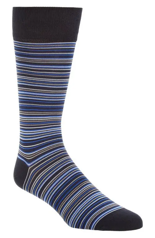 Cole Haan Multistripe Crew Socks - Navy