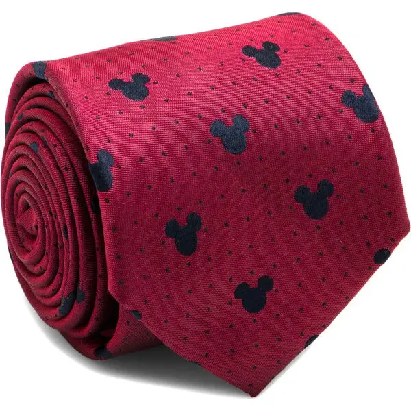 CUFFLINKS, INC. Silk Tie With Mickey Mouse Motif - Red