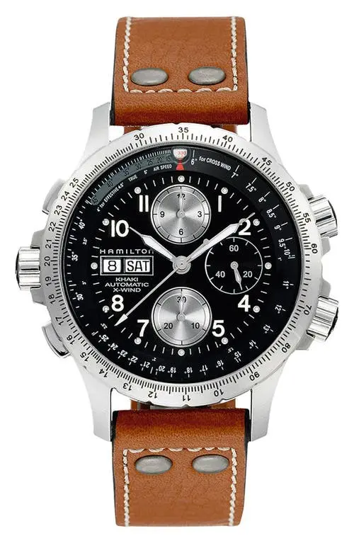 Hamilton Khaki Aviation X-wind Automatic Chronograph Strap Watch - Brown/black/silver