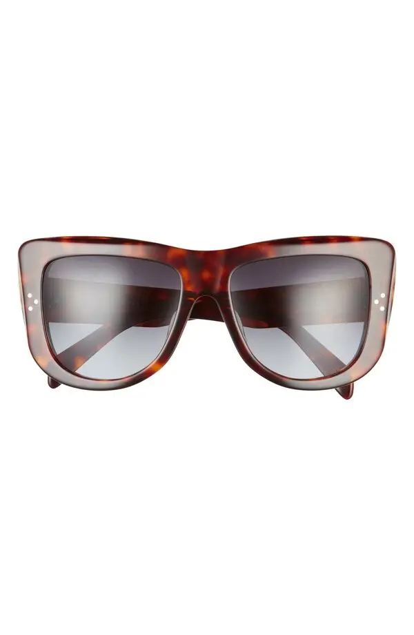 Celine 57mm Gradient Square Sunglasses - Dark Havana/ Grey  display picture 3