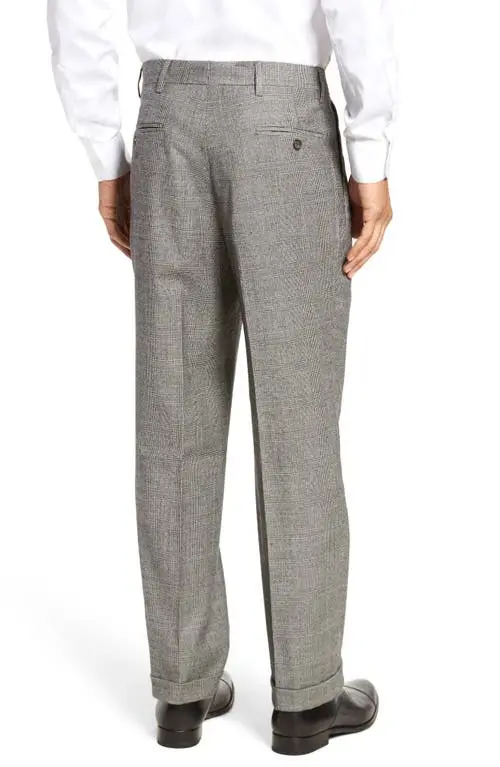 Berle Touch Finish Pleated Plaid Trousers