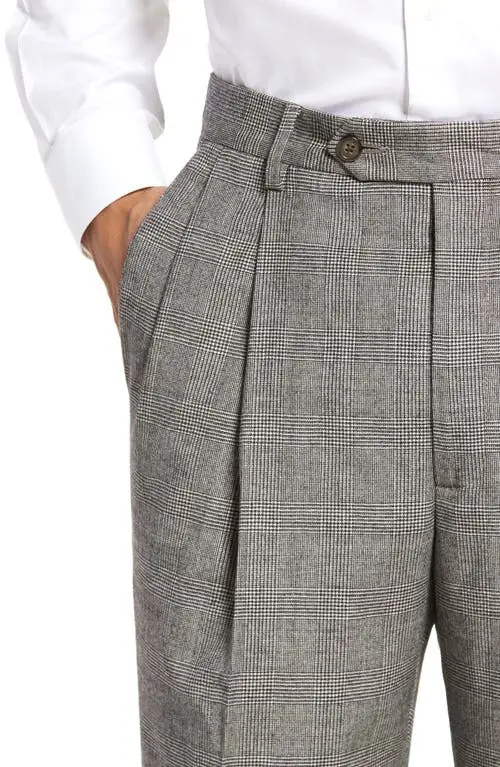 Berle Touch Finish Pleated Plaid Trousers