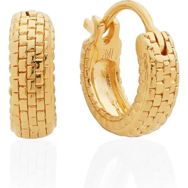 Monica Vinader Heirloom Huggie Earrings - Yellow Gold