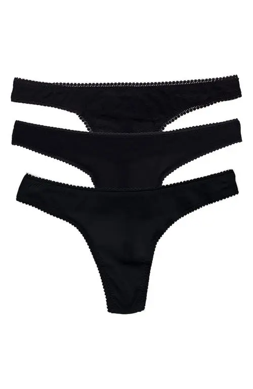 ON GOSSAMER 3-pack Mesh Thongs - Black