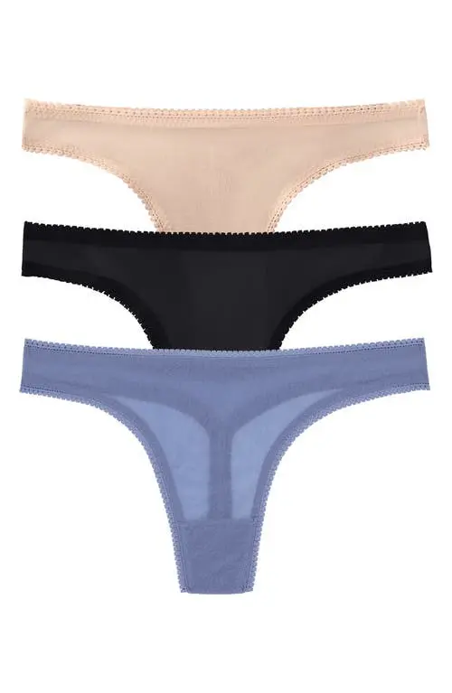 ON GOSSAMER 3-pack Mesh Thongs - Cb/blk/chp