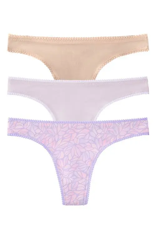 ON GOSSAMER 3-pack Mesh Thongs - Champagne/lavender/petals