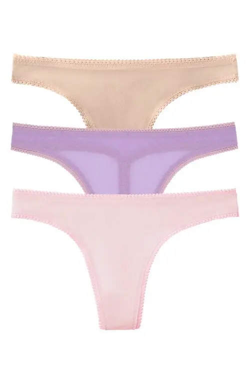 ON GOSSAMER 3-pack Mesh Thongs - Pny/rl/chp