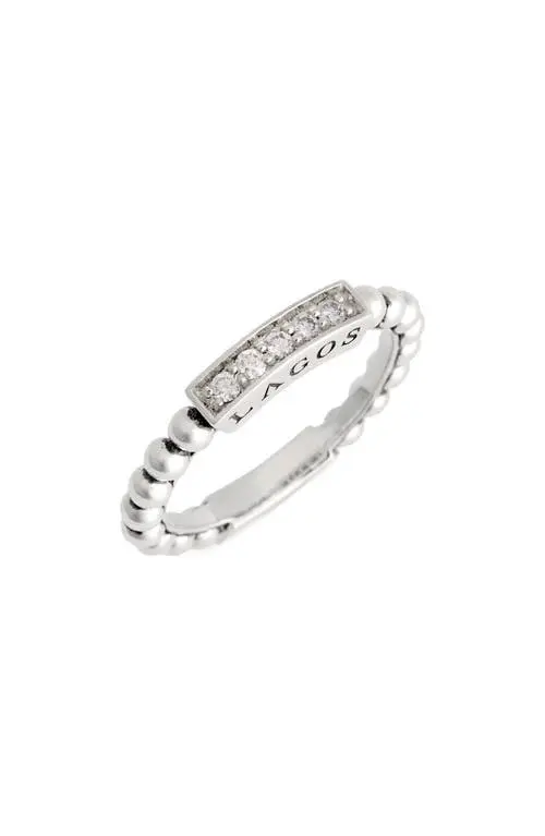 Lagos Caviar Icon Spark Diamond Stacking Ring - Siver/diamond
