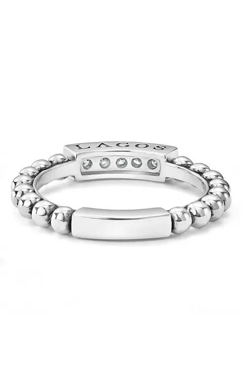 Lagos Caviar Icon Spark Diamond Stacking Ring - Siver/diamond