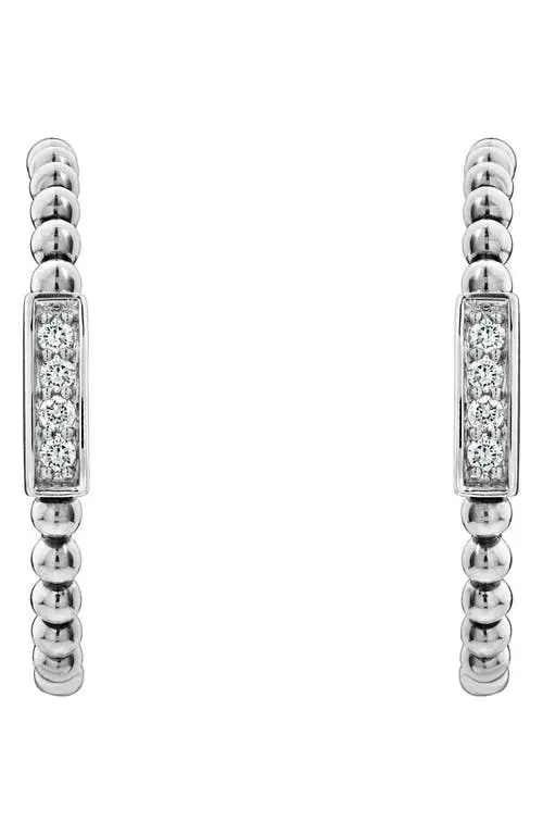 Lagos Caviar Spark Diamond Hoop Earrings - Silver/diamond