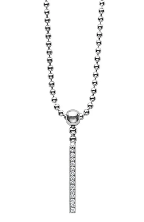Lagos Caviar Spark Diamond Bar Pendant Necklace - Silver/diamond