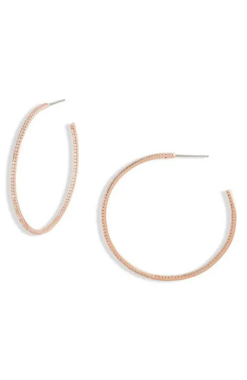 Nordstrom Pavé Cubic Zirconia Hoop Earrings - Clear- Rose Gold