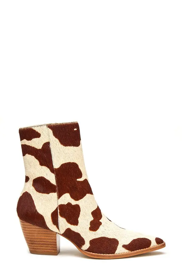Matisse Caty Western Pointed Toe Bootie - Brown/ White Calf Hair