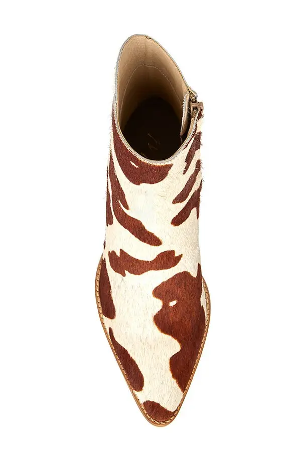 Matisse Caty Western Pointed Toe Bootie - Brown/ White Calf Hair