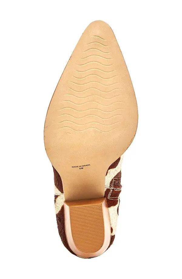 Matisse Caty Western Pointed Toe Bootie - Brown/ White Calf Hair