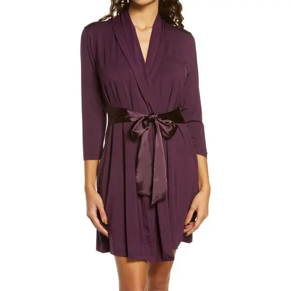 Fleur't Iconic Short Robe - Dark Pansy