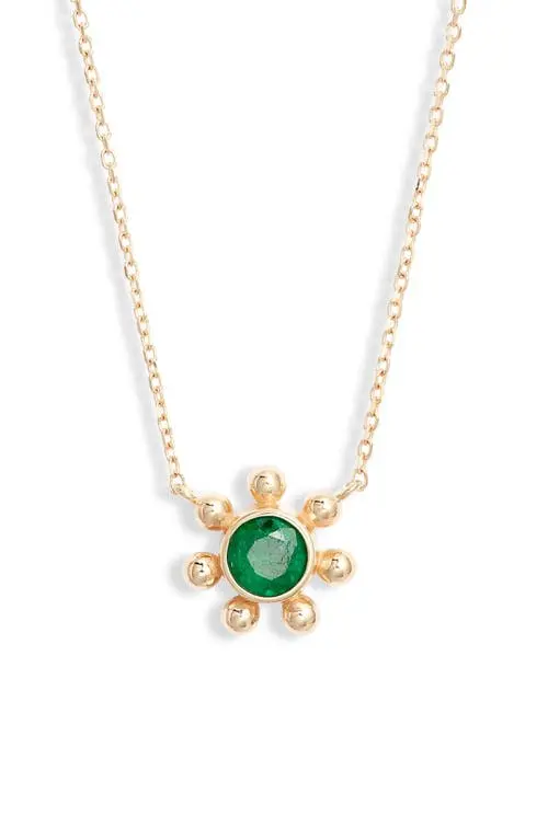 Anzie Dew Drop Emerald And Gold Pendant Necklace - Yellow Gold/emerald