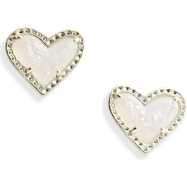 Kendra Scott Ari Heart Stud Earrings - Gold/iridescent Drusy