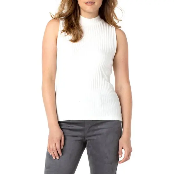 LIVERPOOL Mock Neck Sleeveless Top - Snow