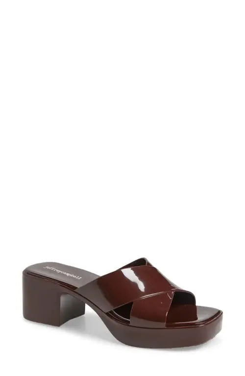 Jeffrey Campbell Platform Slide Sandal - Chocolate Shiny