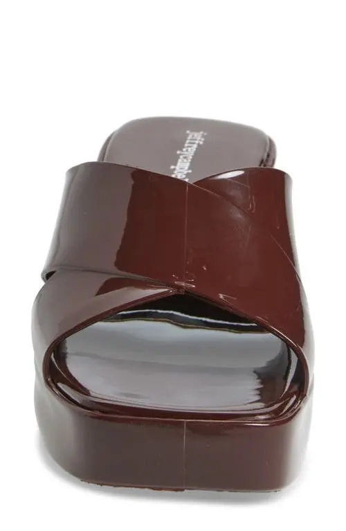 Jeffrey Campbell Platform Slide Sandal - Chocolate Shiny