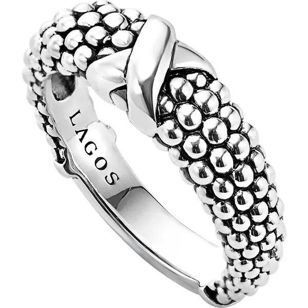 Lagos Signature Caviar Ring - Silver