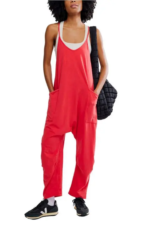 Free People Hot Shot Jumpsuit - Cherry Red