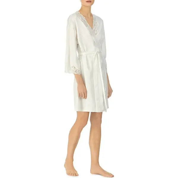 Ralph Lauren Lace Trim Satin Robe - Ivory