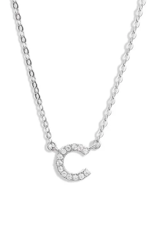 Nordstrom Cubic Zirconia Initial Pendant Necklace - C- Clear- Silver