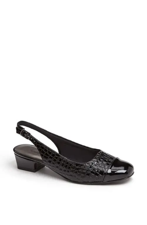Trotters Dea Leather Slingbacks - Black Croco