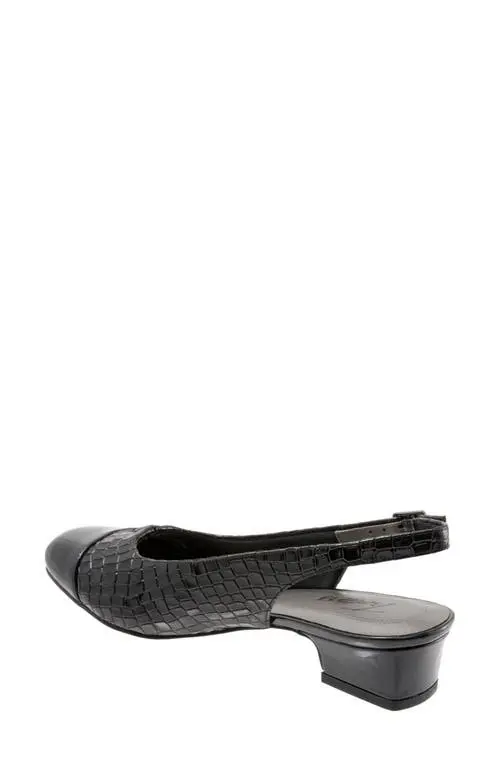 Trotters Dea Leather Slingbacks - Black Croco