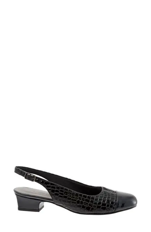 Trotters Dea Leather Slingbacks - Black Croco