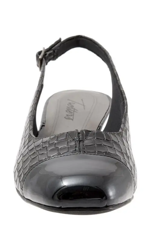 Trotters Dea Leather Slingbacks - Black Croco