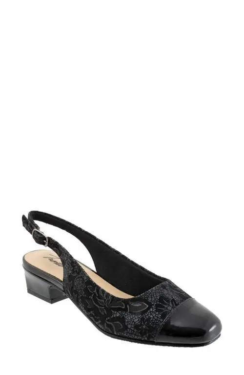 Trotters Dea Leather Slingbacks - Black Floral