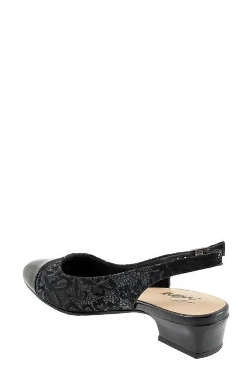 Trotters Dea Leather Slingbacks - Black Floral