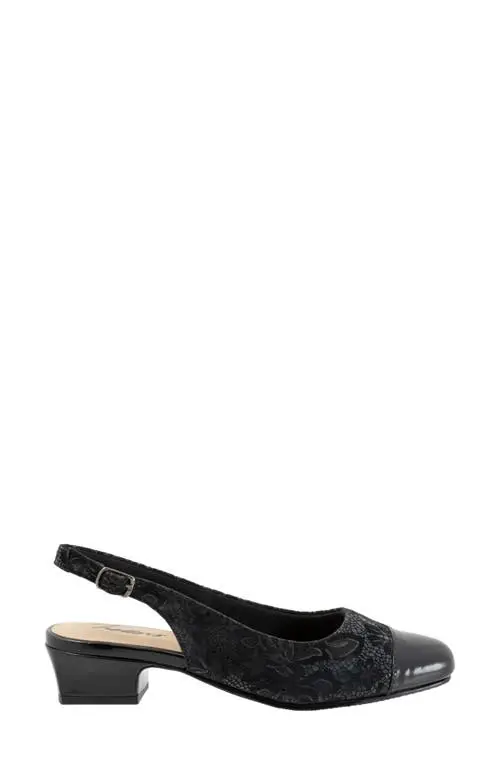 Trotters Dea Leather Slingbacks - Black Floral
