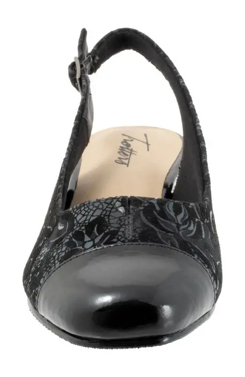 Trotters Dea Leather Slingbacks - Black Floral