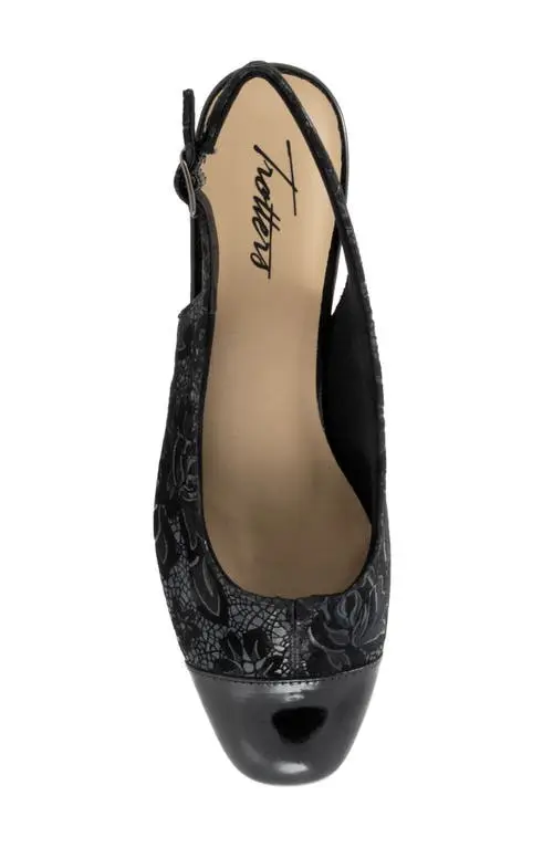 Trotters Dea Leather Slingbacks - Black Floral