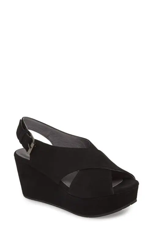 CHOCOLAT BLU Wim Platform Wedge Sandal - Black Suede