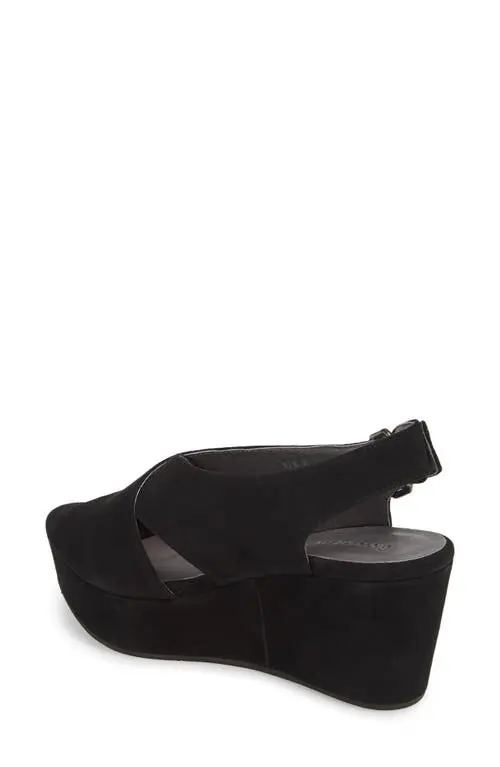 CHOCOLAT BLU Wim Platform Wedge Sandal - Black Suede