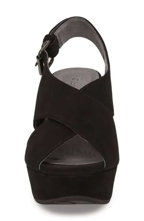 CHOCOLAT BLU Wim Platform Wedge Sandal - Black Suede