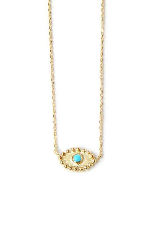 Anzie Dew Drop Turquoise Evil Eye Pendant Necklace - Gold